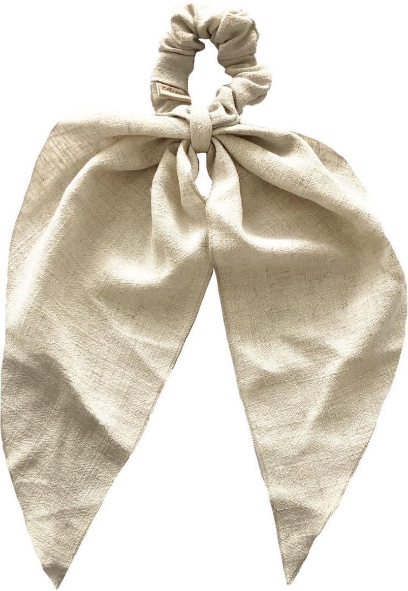 Ellastiek scrunchie met lint Beige Linnen - Haar Accessoires Vrouwen ...
