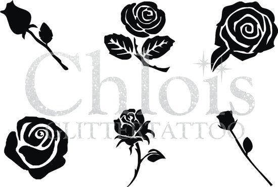 Chloïs Glittertattoo Sjabloon - Roses - Multi Stencil - CH9301 - 1 ...