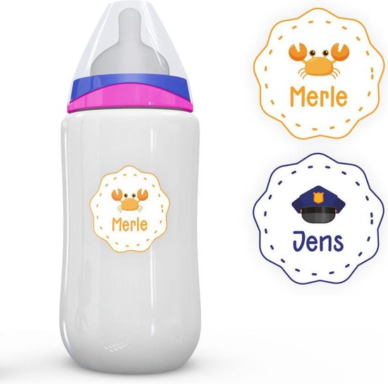 Ronde naamstickers bloemvorm "easy" | Naamstickers | 32x32 mm ...