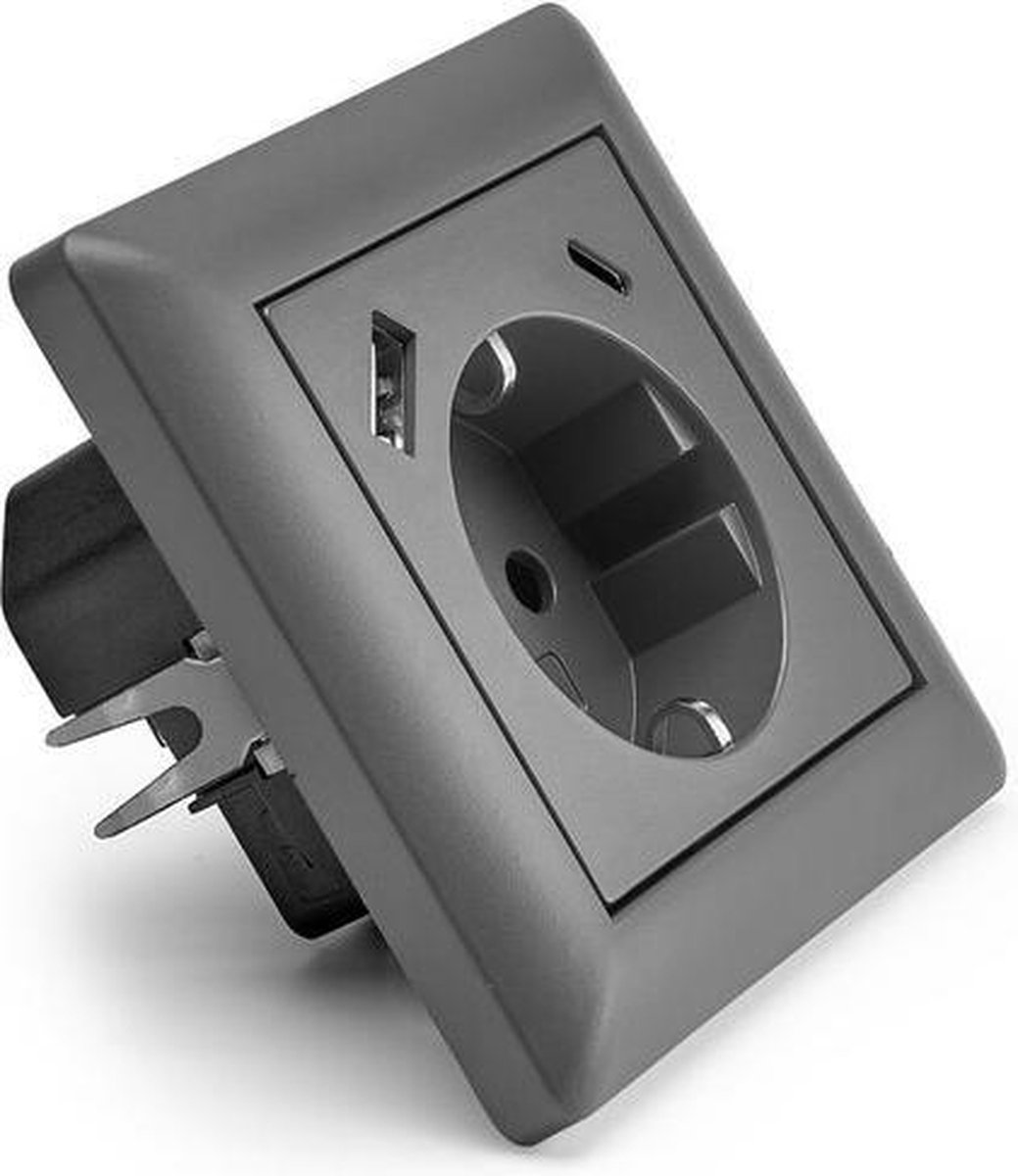 LEDmaxx Inbouw USB Type A En C Contactdoos - Antraciet | bol.com