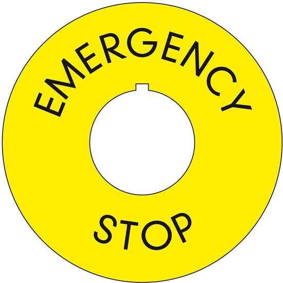 Noodstop - Emergency stop sticker met gat - meerdere talen Engels 60 mm ...