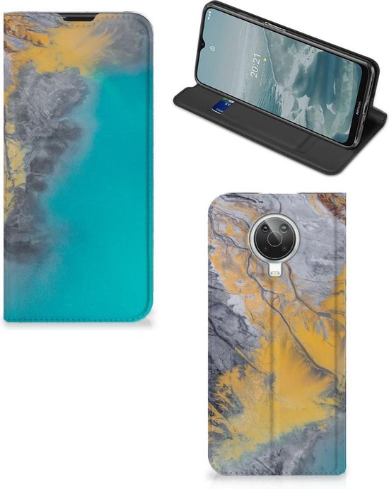 Hoesje Nokia G10 | G20 Flip Case Marble Blue Gold | bol