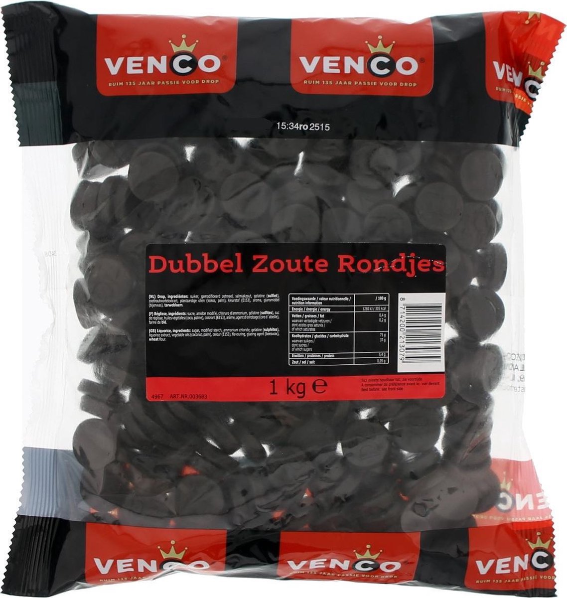 Venco dubbel zoute rondjes - snoep - 6 x 1 kg | bol.com