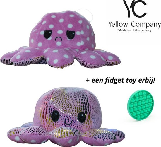 Yellow Company - Octopus knuffel - Krijg een pop it fidget toy erbij ...