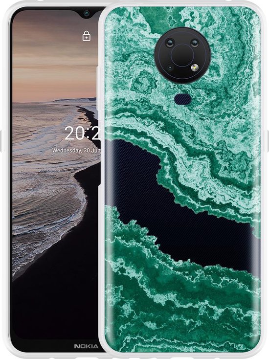 Nokia G10 Hoesje Turquoise Marble Art - Designed by Cazy | bol.com