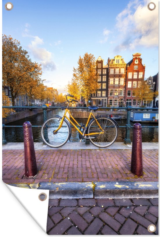 Tuindecoratie Fiets voor de gracht met uitzicht op Amsterdamse ...