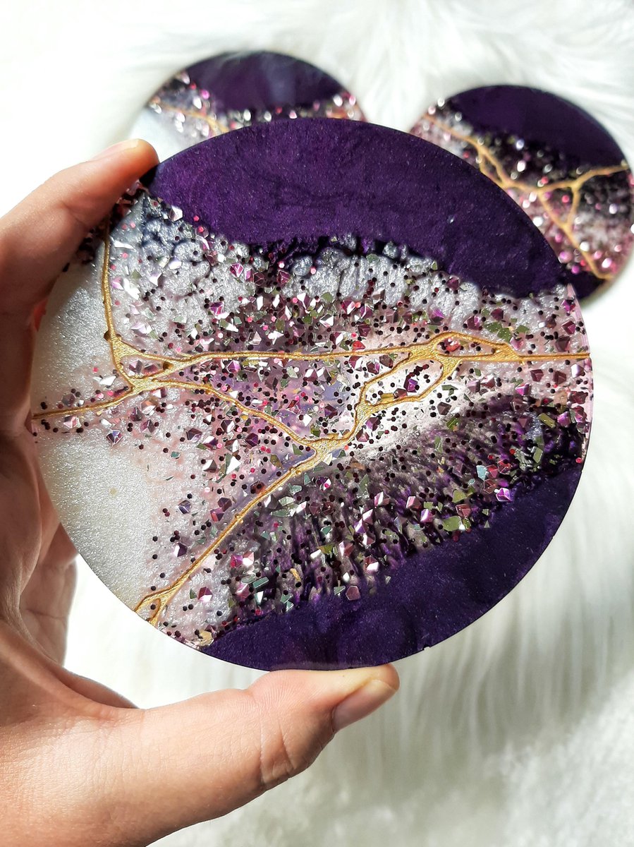 Luxe Epoxy Onderzetters Kintsugi Stijl - set van 4 - Cadeau Tip | bol.com