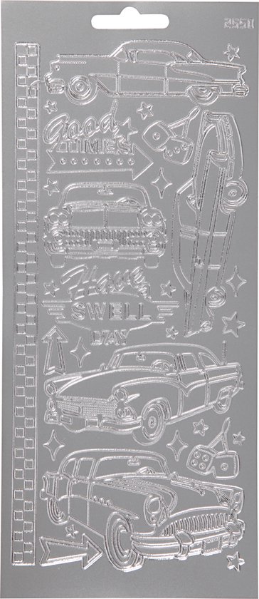 Stickers, auto's, vel 10x23 cm, zilver, 1 vel | bol