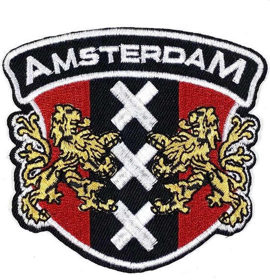 Amsterdam Wapen Schild Strijk Embleem Patch 9 cm / 8.4 cm / Rood Zwart ...