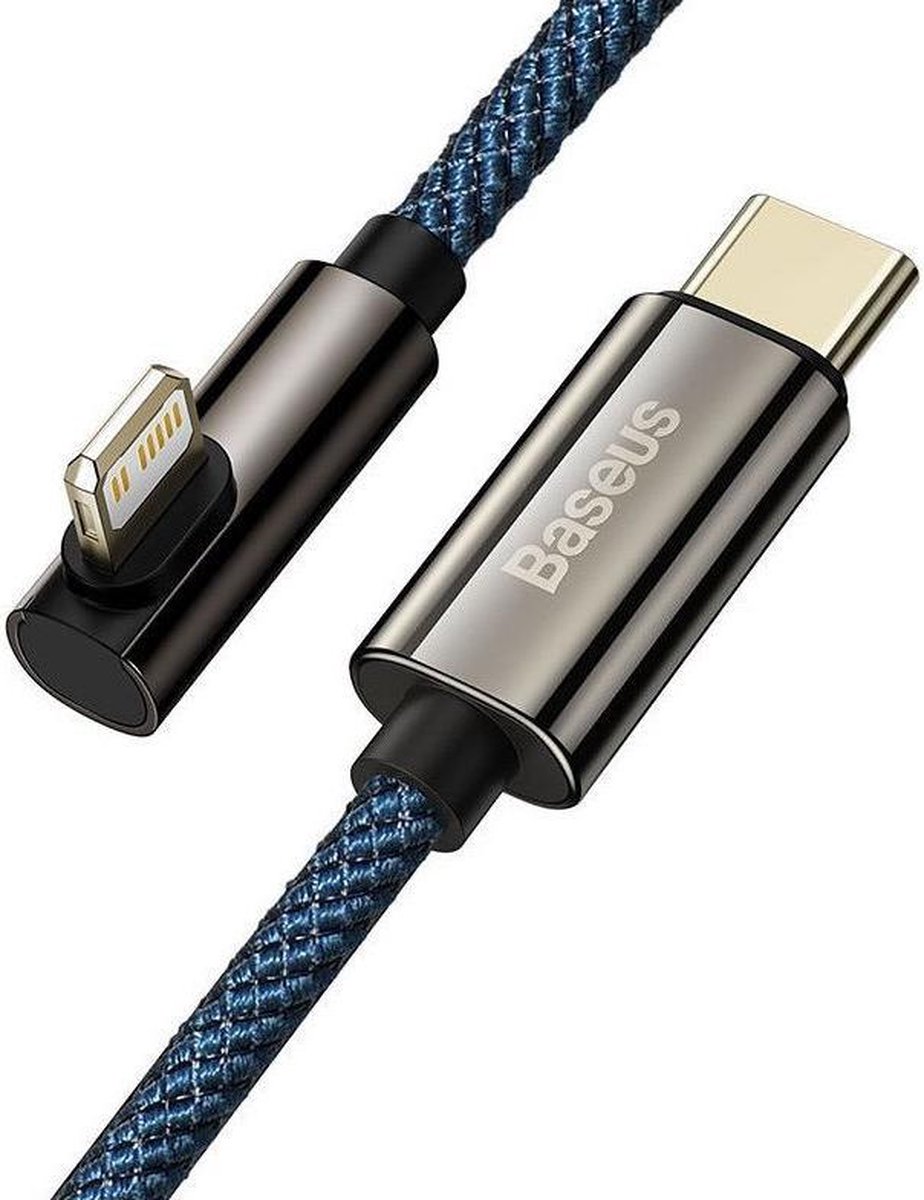 Baseus Legend Haakse 90 Graden USB-C naar Apple Lightning Kabel iPhone / iPad 20W Blauw 1M | bol.com