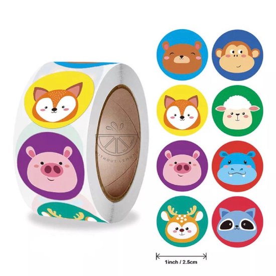 Without Lemons Beloningsstickers Dieren-1 |500 stuks |Sluitstickers ...