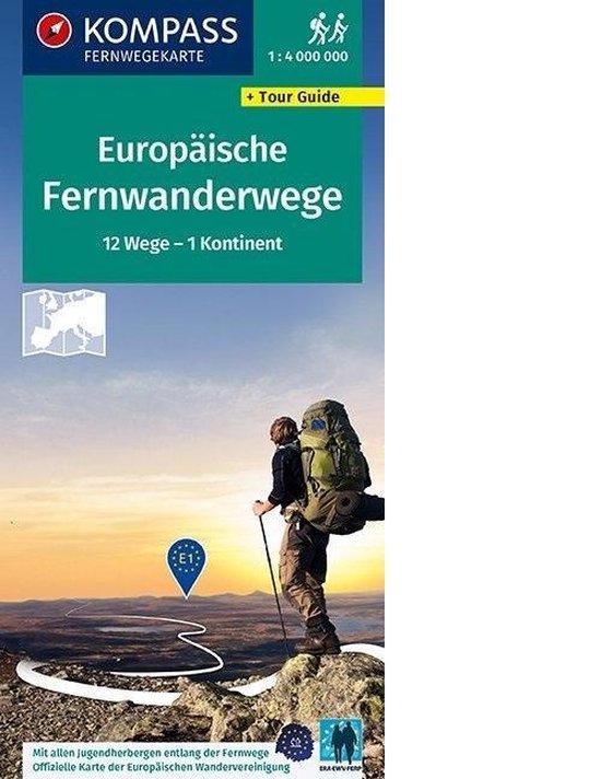 KOMPASS Fernwegekarte Fernwanderwege Europa, Long-Distance-Paths Europe ...