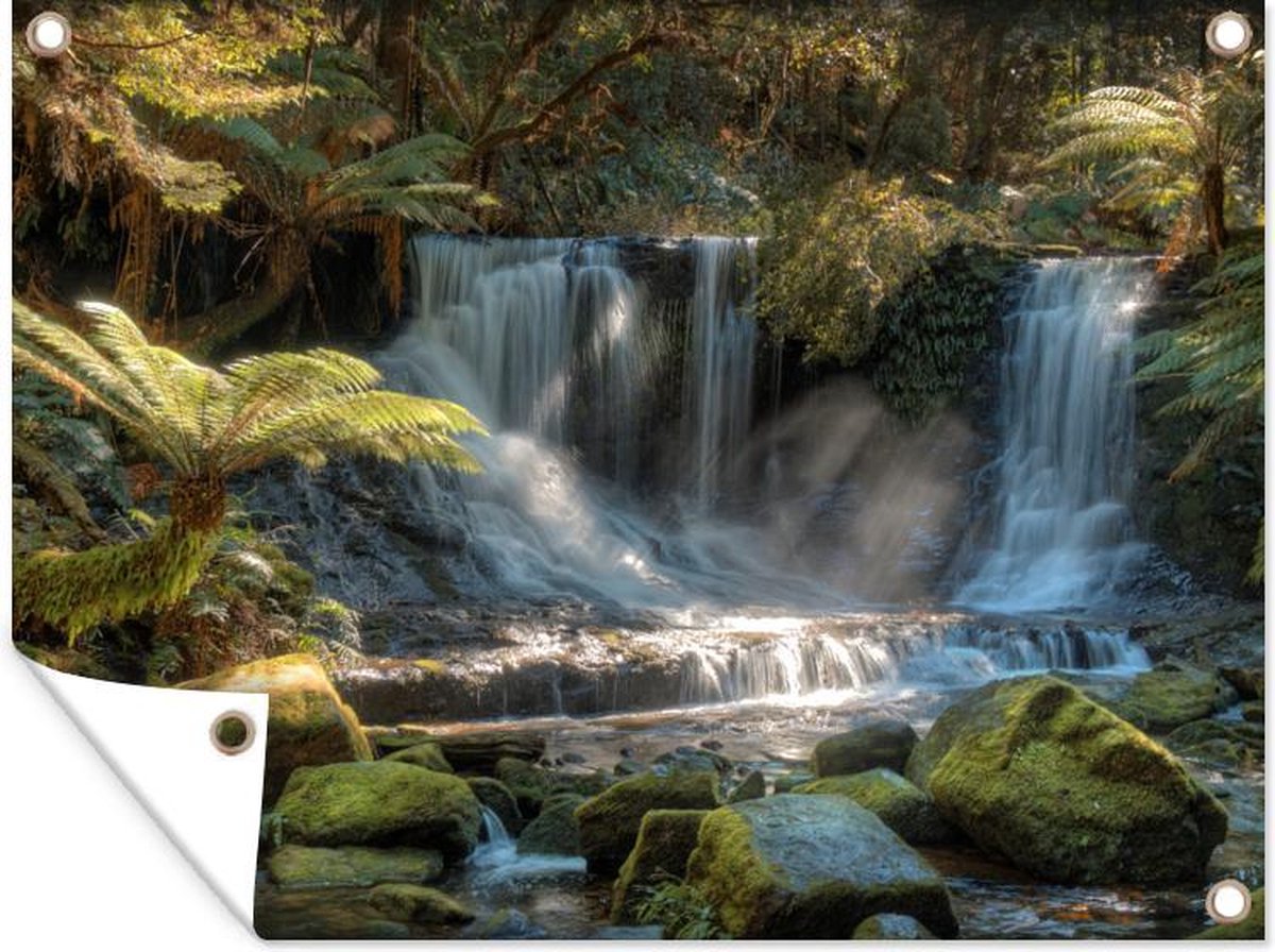 Tuinposter - Tuindoek - Tuinposters buiten - Watervallen in Tasmanië - 120x90 cm - Tuin | bol.com