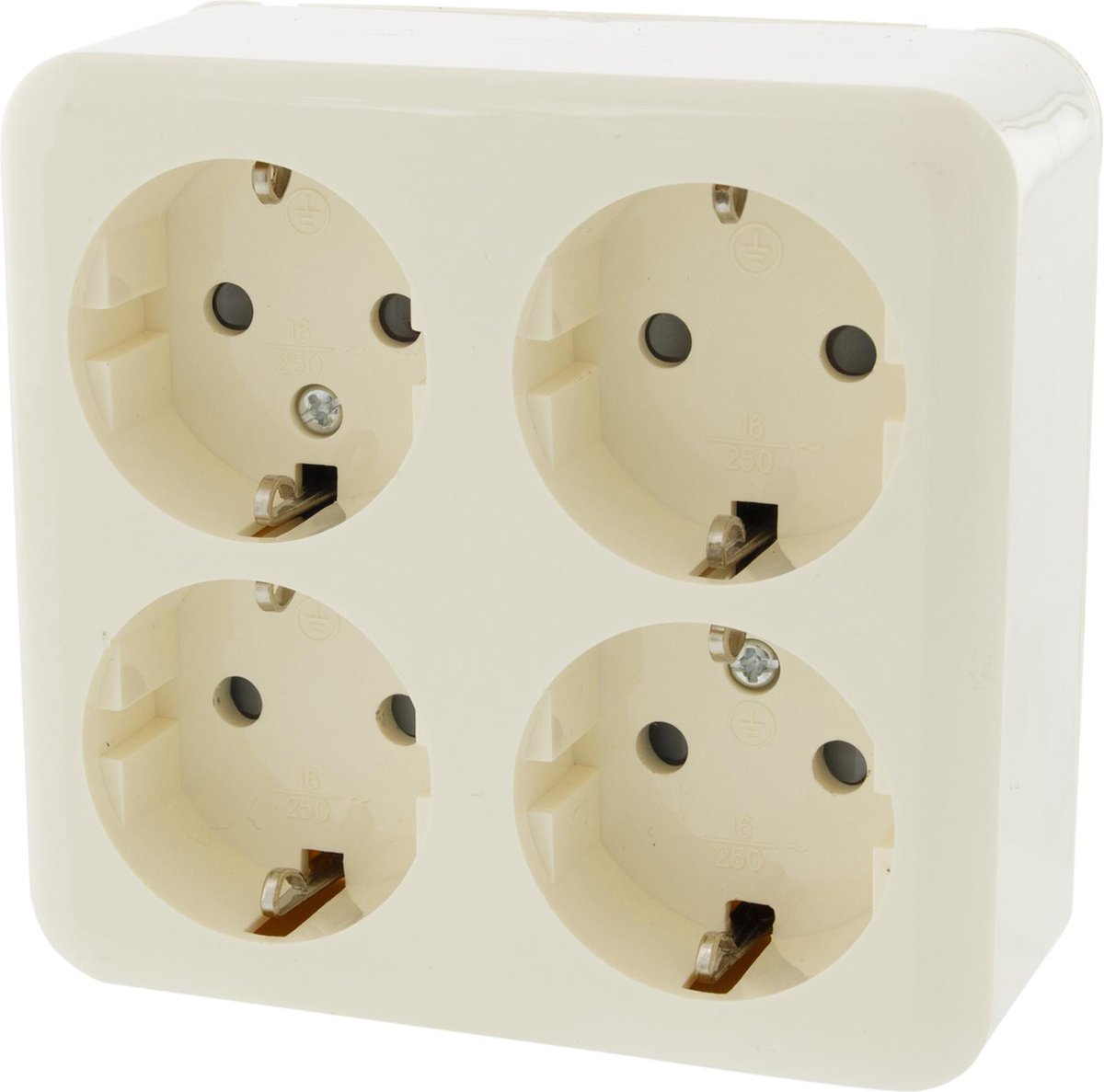 Q-Link contactdoos – opbouw – 4–voudig – randaarde – crème | bol.com