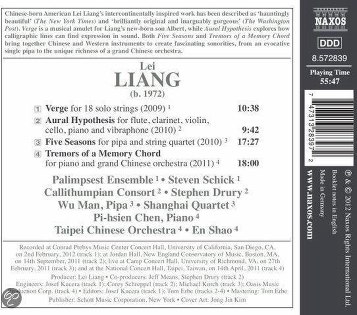 Pi-Hsien Chen, Taipei Chinese Orchestra, En Shao - Liang: Verge/Tremors ...