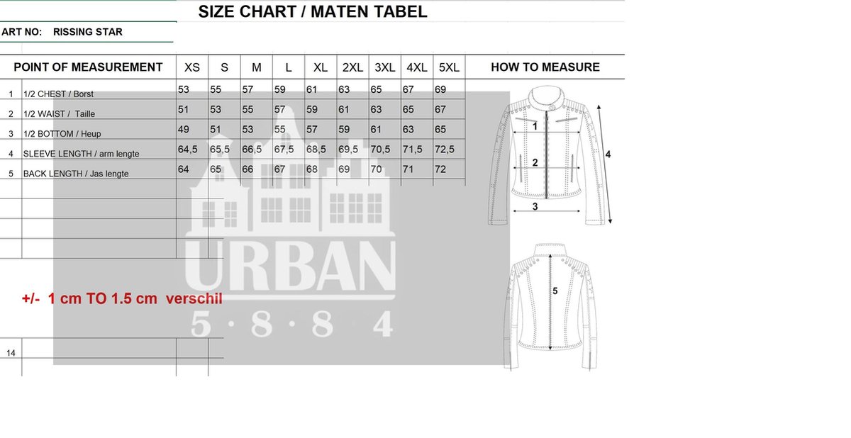 Urban 5884® - The Rising Star - Heren Motorjas- Met Protectie - Lams ...