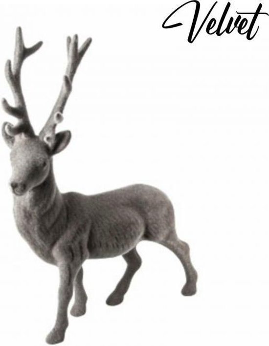 Velvet Hert/Rendier – Licht Grijs - Kerst Decoratie | bol