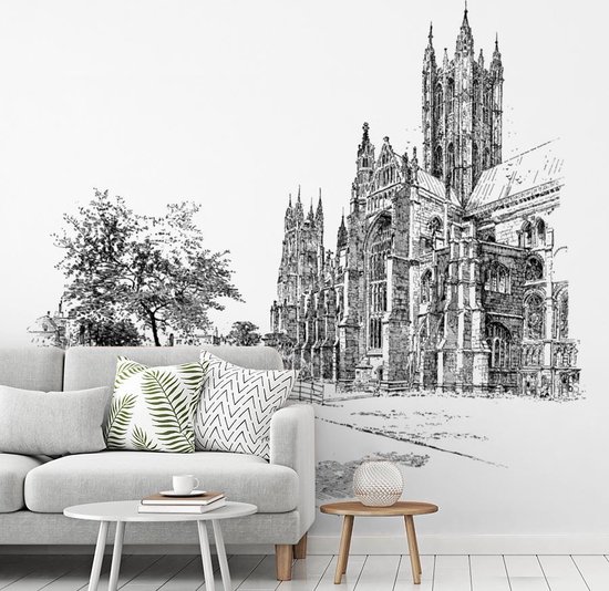 Behang - Fotobehang - een persoon bij de kathedraal van Canterbury ...