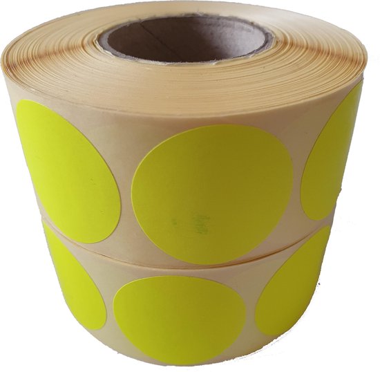 Etiketten op rol - 35 mm rond - geel radiant - blanco - 1.000 etiketten ...