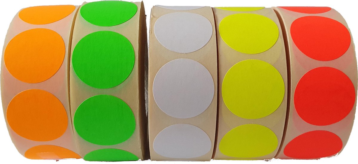 Etiketten op rol - 35 mm rond - mat wit - blanco - 1.000 etiketten per ...