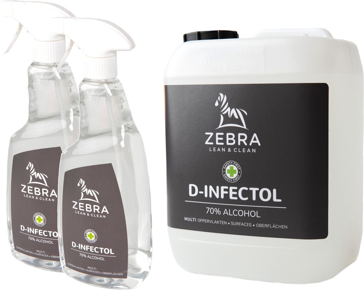ZEBRA D-Infectol (2x750ml + 5000ml) - 70% alcohol oppervlaktereiniger ...