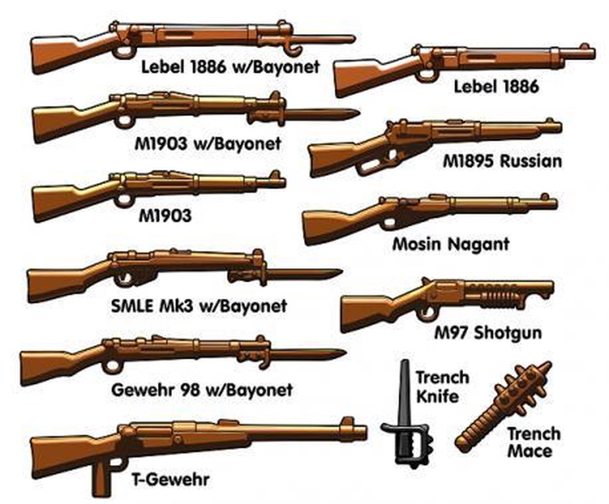 Brickarms Ww1 Trench Pack V2 Wapen Set Voor Lego Minifigures