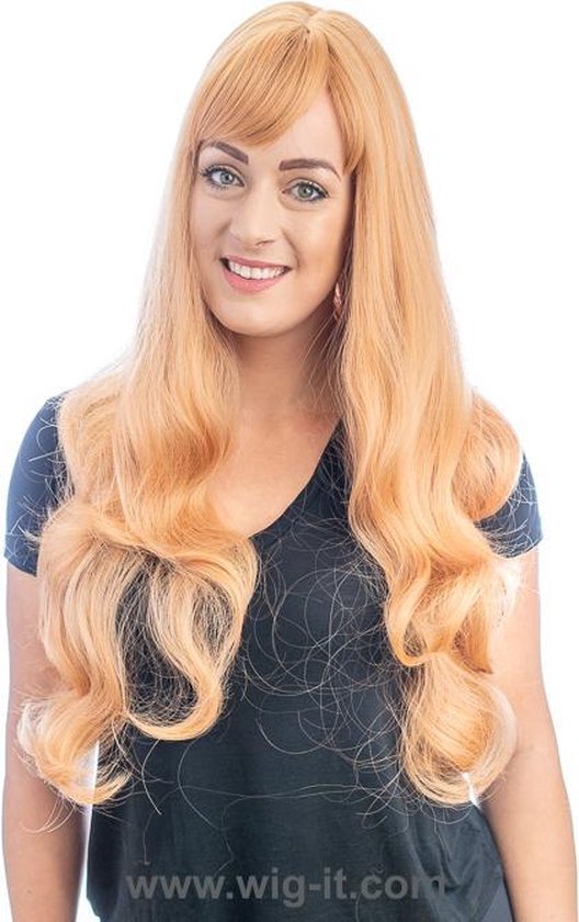 Pruik 1198 Wig-it, lange strawberry blonde pruik, golvend | bol.com