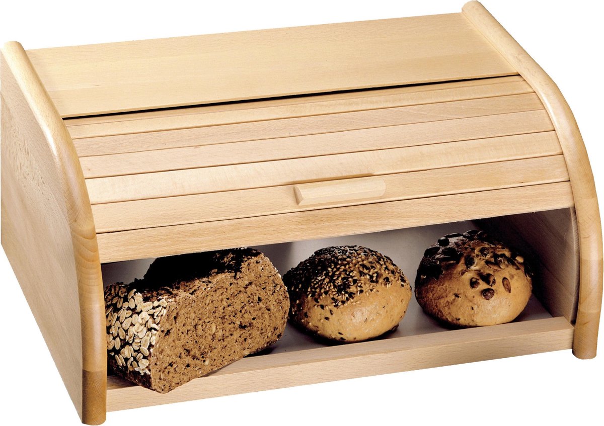 Houten broodtrommel met rolluik 20 x 30 x 15 cm - Keukenbenodigdheden ...