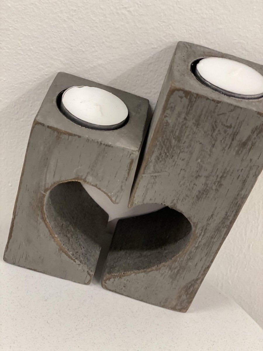 Waxine houder hart set 2 15x12 antique grey LOVE | bol.com