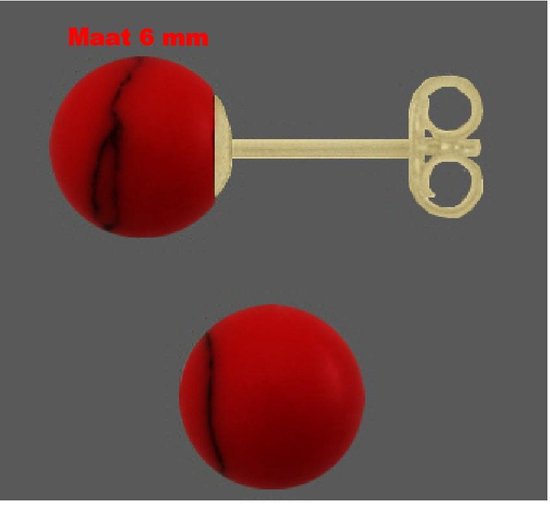 9 karaat 'gouden' oorstekers met rode steen | bol.com