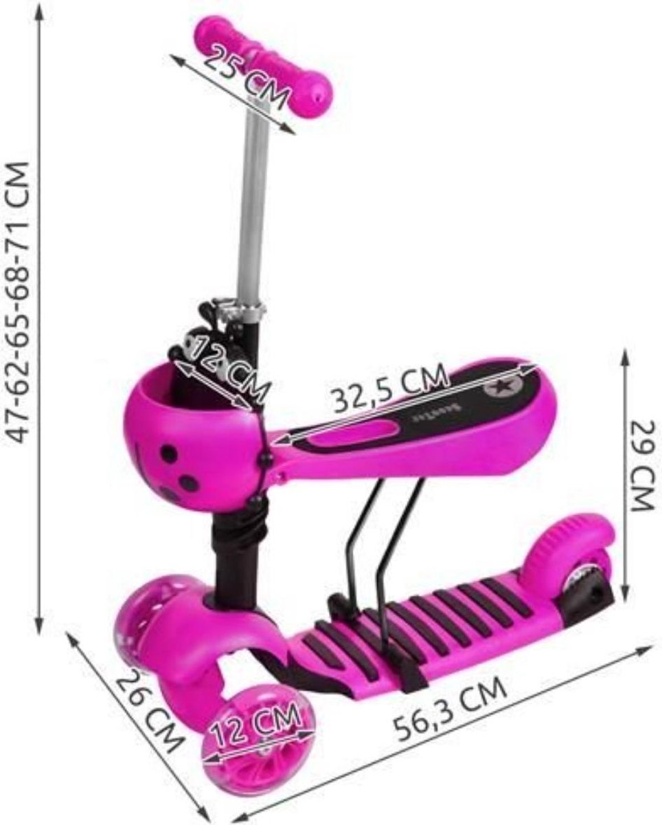 3-in-1 Kinder Step Roze, Step met Zitje, Zit Step | bol.com
