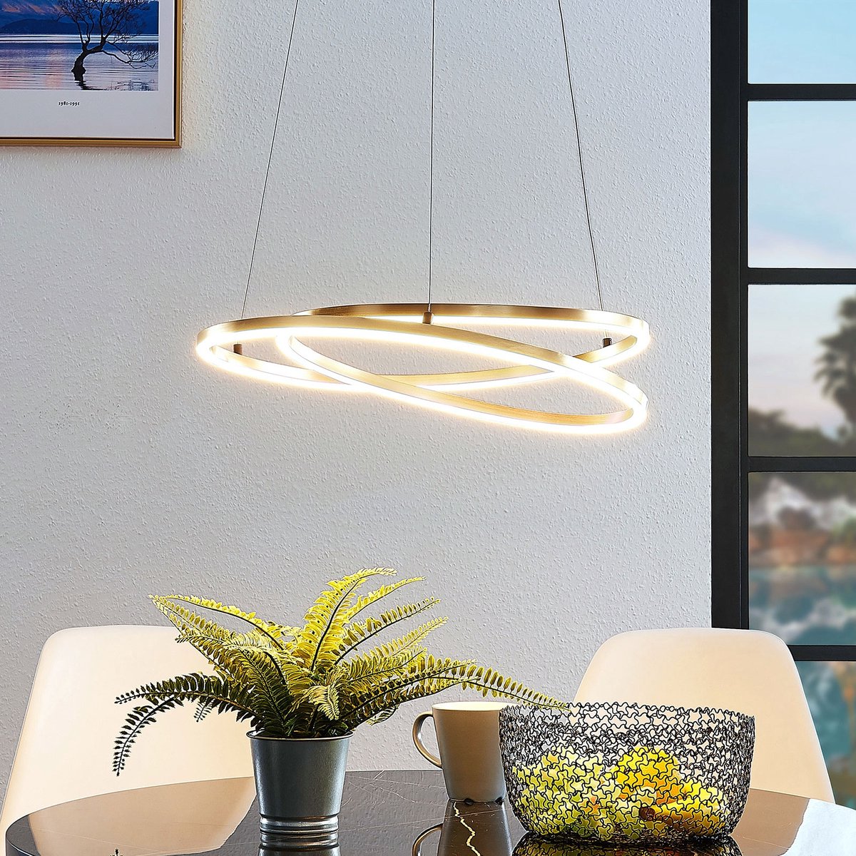 Lindby Davian LED hanglamp, dimbaar, messing | bol.com