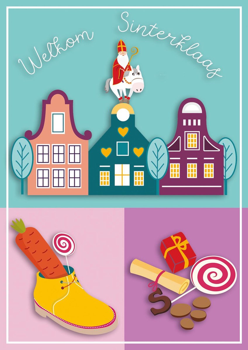 Sinterklaaskaarten - Set van 8 x ansichtkaart - Sinterklaas - S13 | bol.com