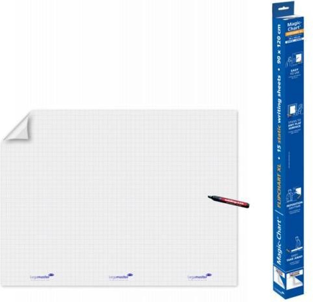 Legamaster - magic-chart - whiteboard folie - ruit - 90x120cm - wit ...