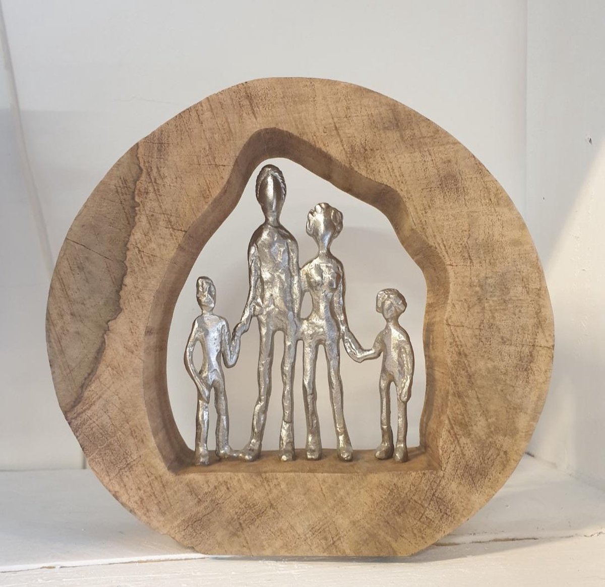Gilde handwerk Beeld Family Hout Staal (zilverkleur) | bol.com