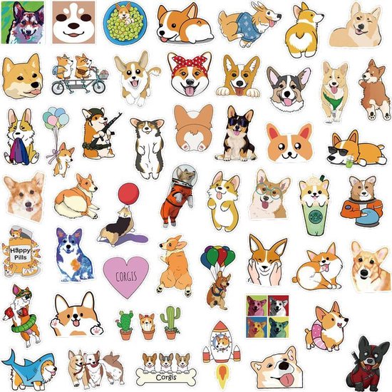 Corgi hond | sticker set | vinyl stickers | 50 stuks | bol.com