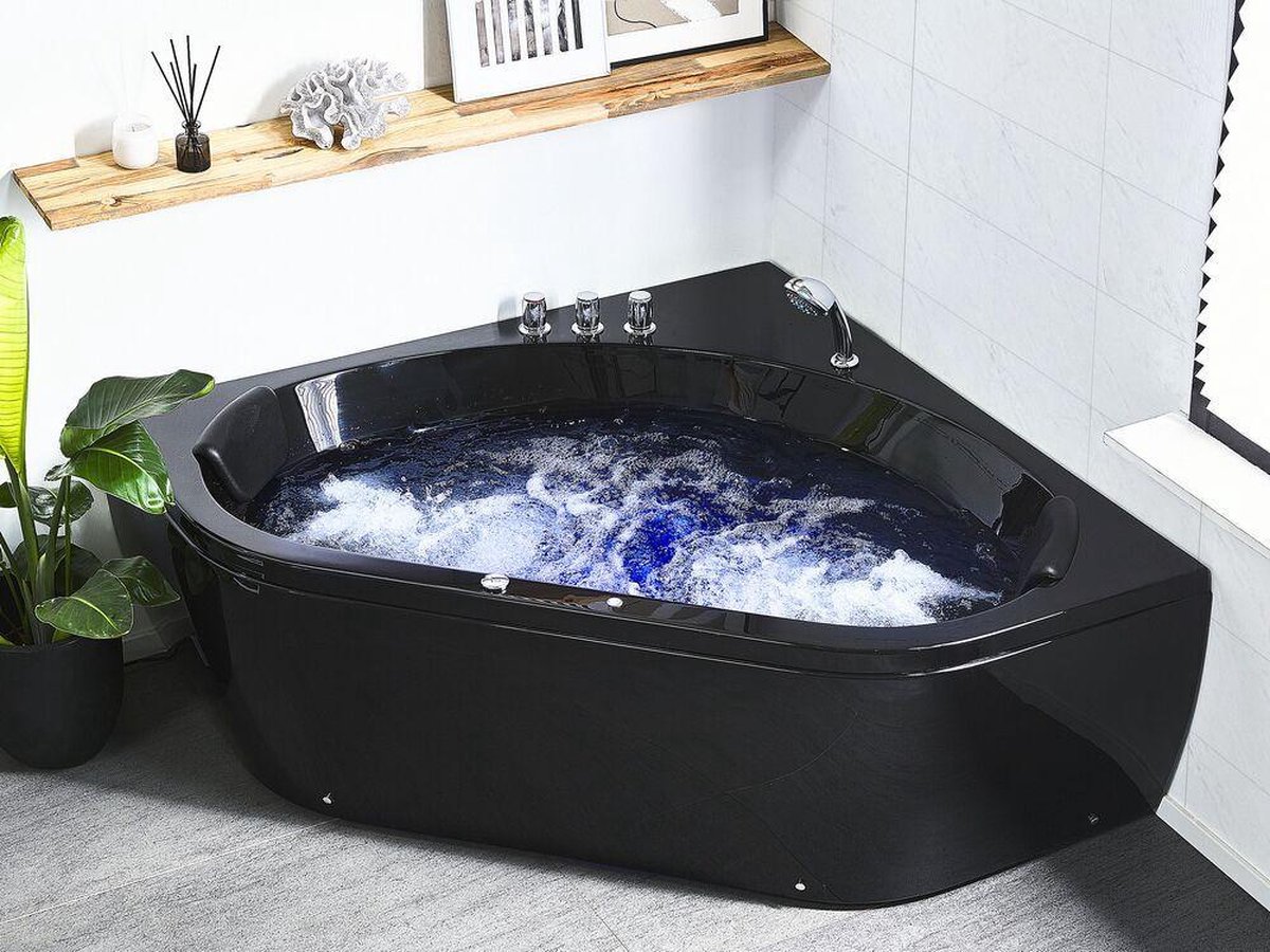 Beliani MEVES - Hoekbad whirlpool - zwart - Acryl | bol.com