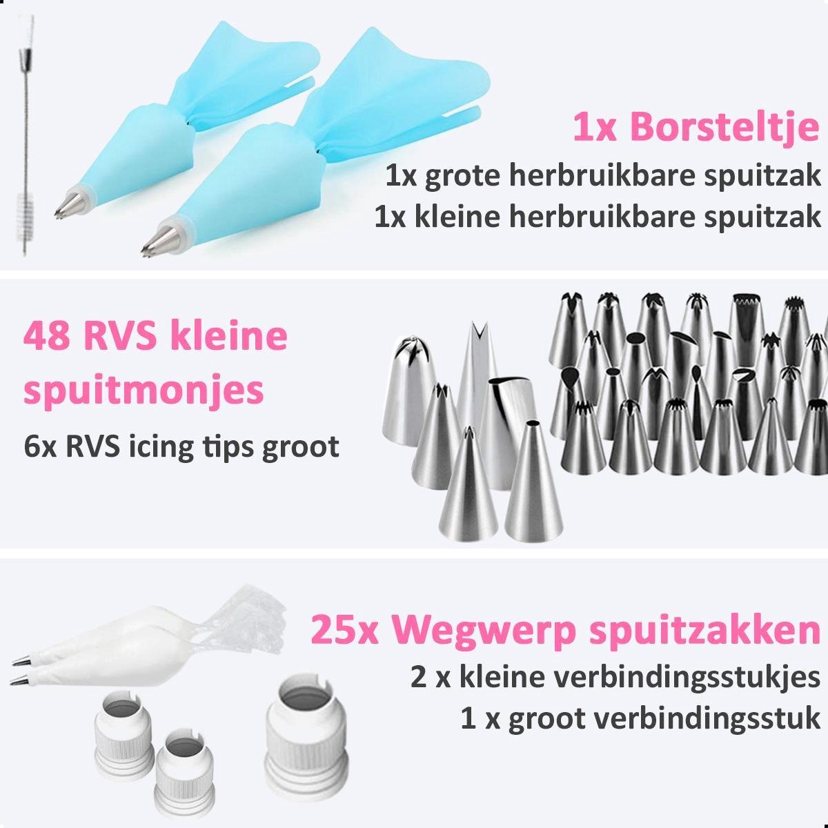 AWEMOZ Luxe Cake & Taart Decoratie Set - 108-delig - Bakspullen ...