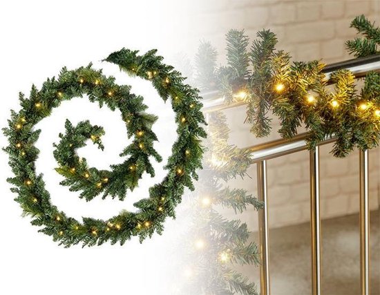 Kerstslinger met verlichting - Kerstverlichting - Kerstversiering - 270 ...