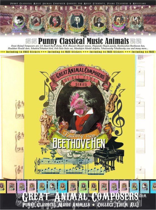Ludwig Beethoven Beethovehen Hen Animal Composer - Ansichtkaarten 20 ...