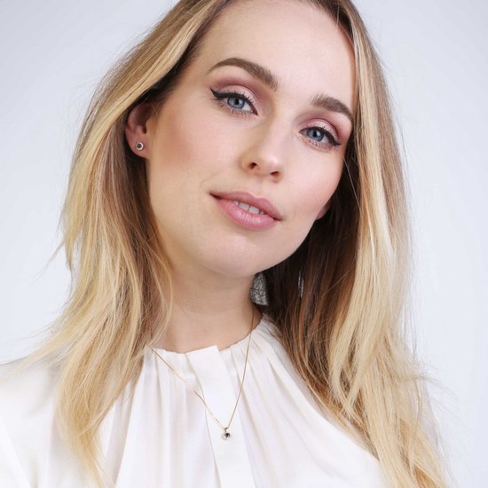Lucardi - Dames Ketting hanger saffier diamant 0,08ct - 14 karaat goud ...