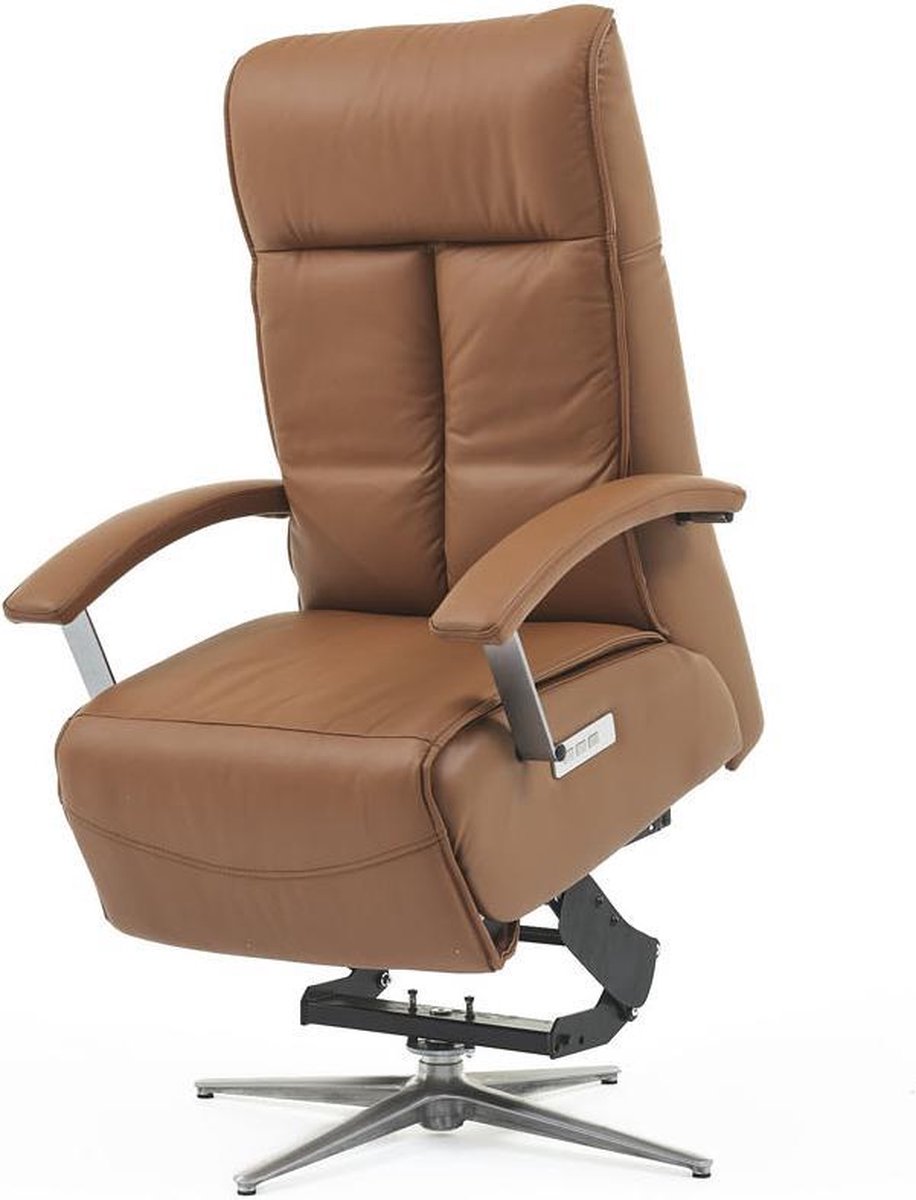 Sta op stoel Stockholm - Cognac - 3 motoren - leder - relaxfauteuil ...