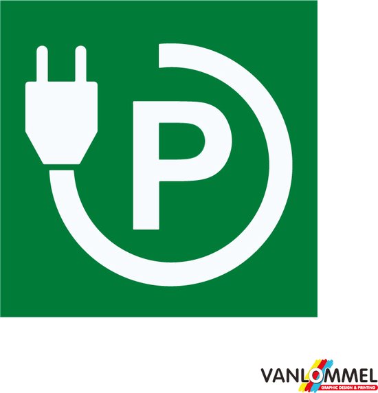 Pictogram bordje parking met oplaadpunt elektrische wagens 30x30cm ...