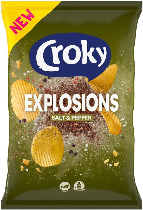 Croky Explosions Salt & pepper Ribble chips Box 9 x 150 grams - grote ...