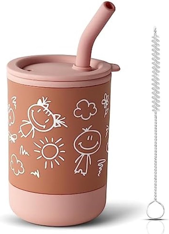 Siliconen snavelbeker voor baby's met deksel en rietje, 3-in-1 ...