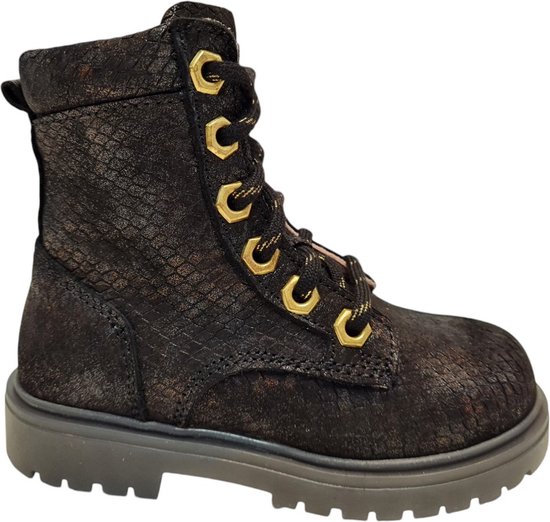 Twins Tina Ton Gold 324625 995 Meisjes Veterboots - Zwart Goud - 26 | bol