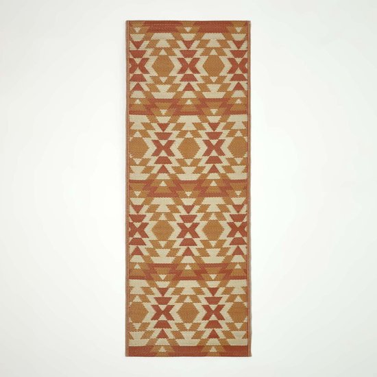 Homescapes Outdoor-Teppich Anya 75 x 200 cm – Ethno-Muster, rot-oranje ...