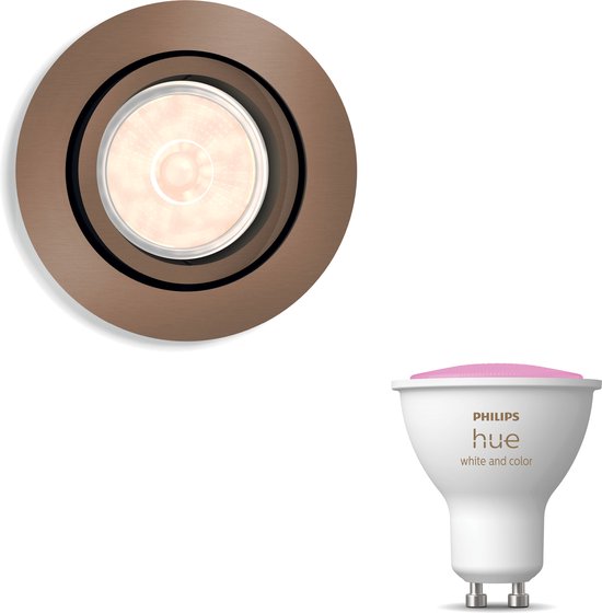 Philips Hue Donegal Inbouwspot (Koper) - Rond - GU10 - Wit en Gekleurd ...
