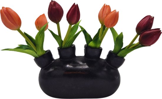Deco4yourhome® - Vaas - Flower - Tulpenvaas - Vensterbank vaas - Zwart ...