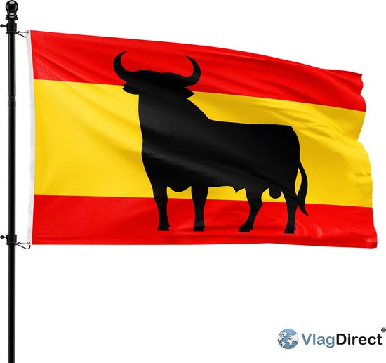 VlagDirect - Spaanse vlag met stier - Spanje vlag met stier - 90 x 150 ...